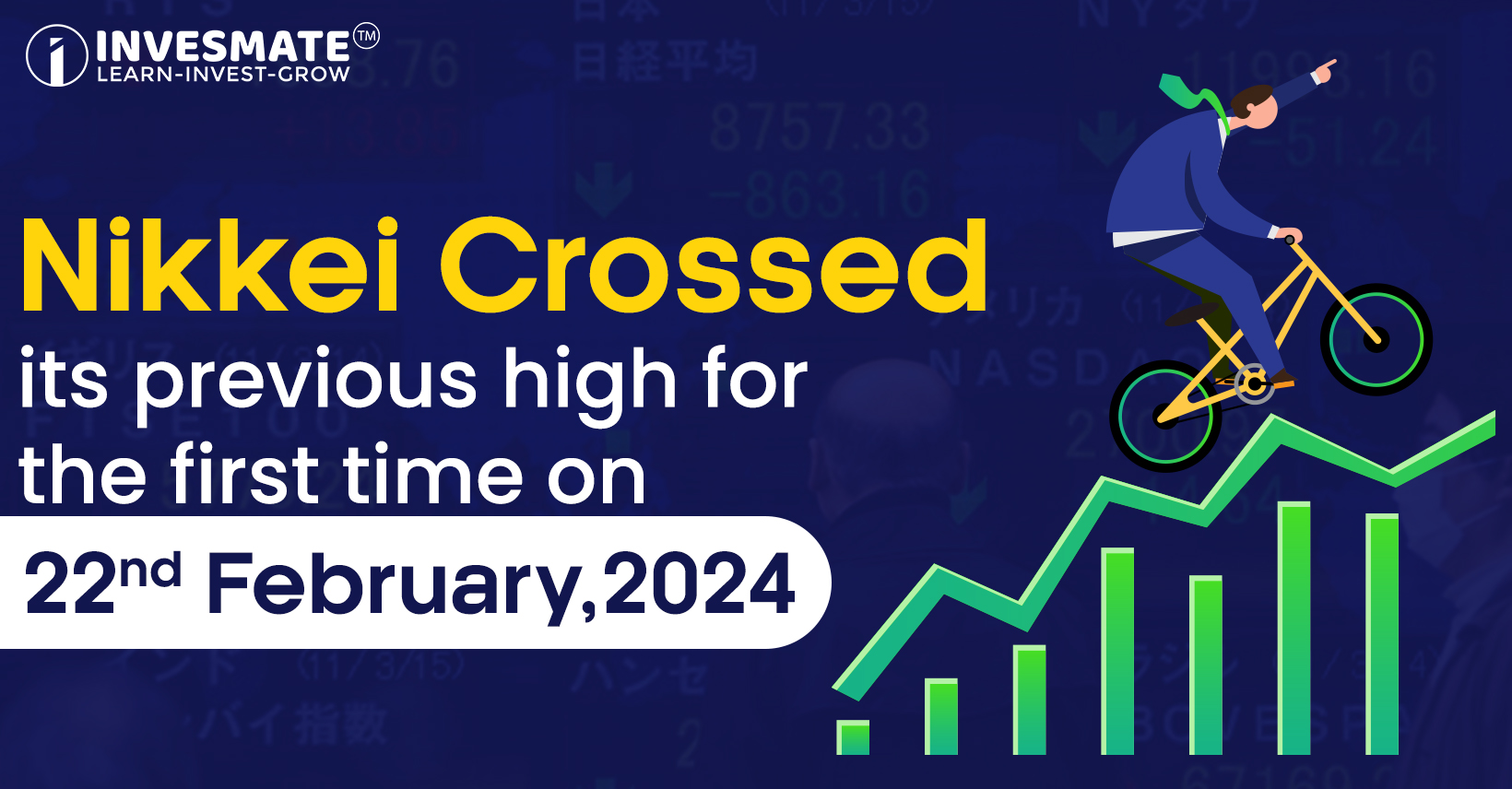 Nikkei Crossed its Previous High for the first time on 22nd Feb,2024